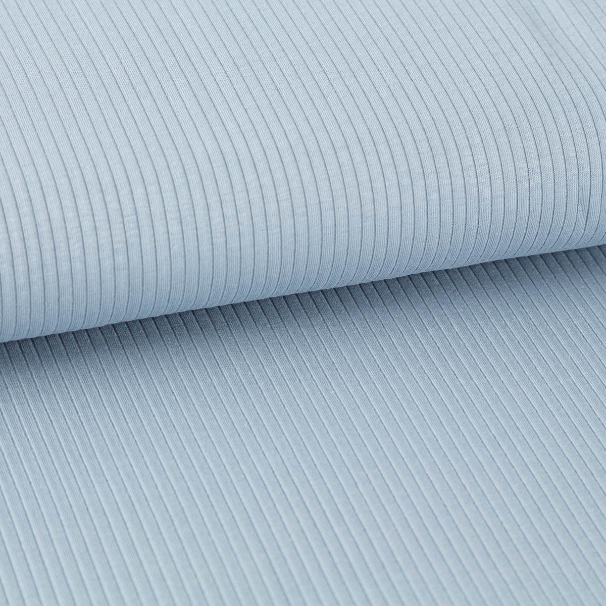 SCHÖNER LEBEN. Stoff Interlock Jersey Mandy gerippt einfarbig hell blau ...