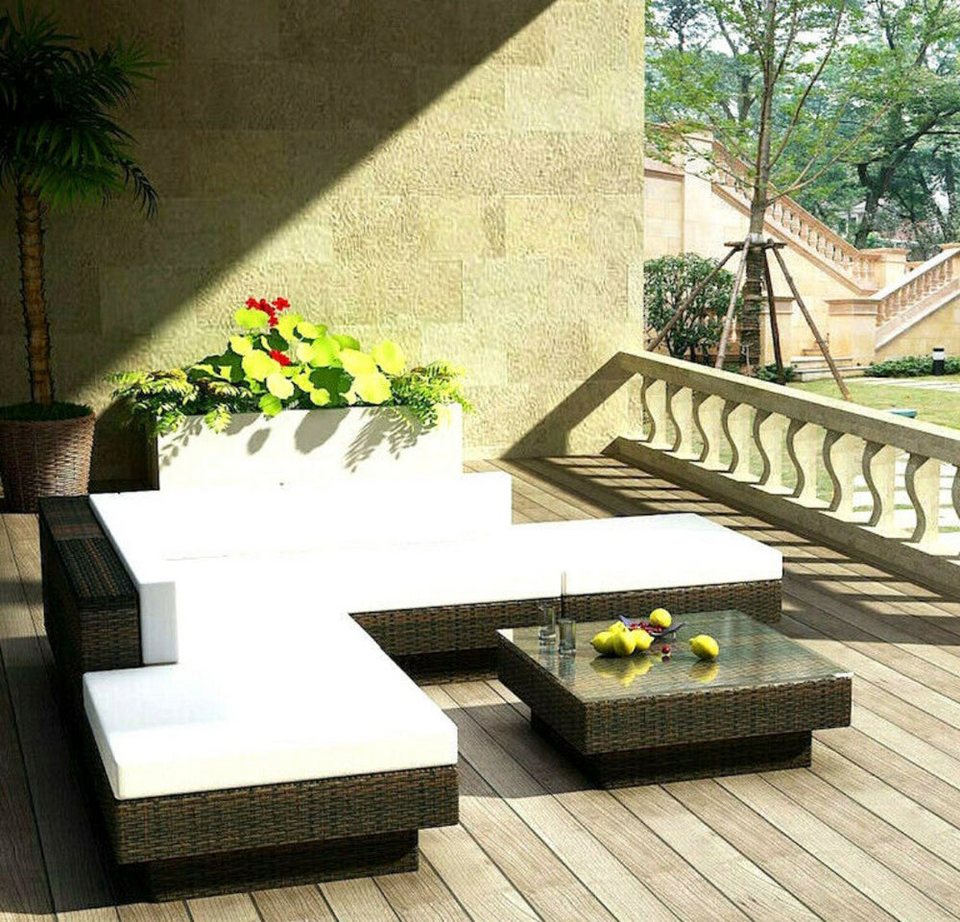 Deko Vertrieb Bayern Gartenlounge Set Luxus Premium Rattan Lounge Set