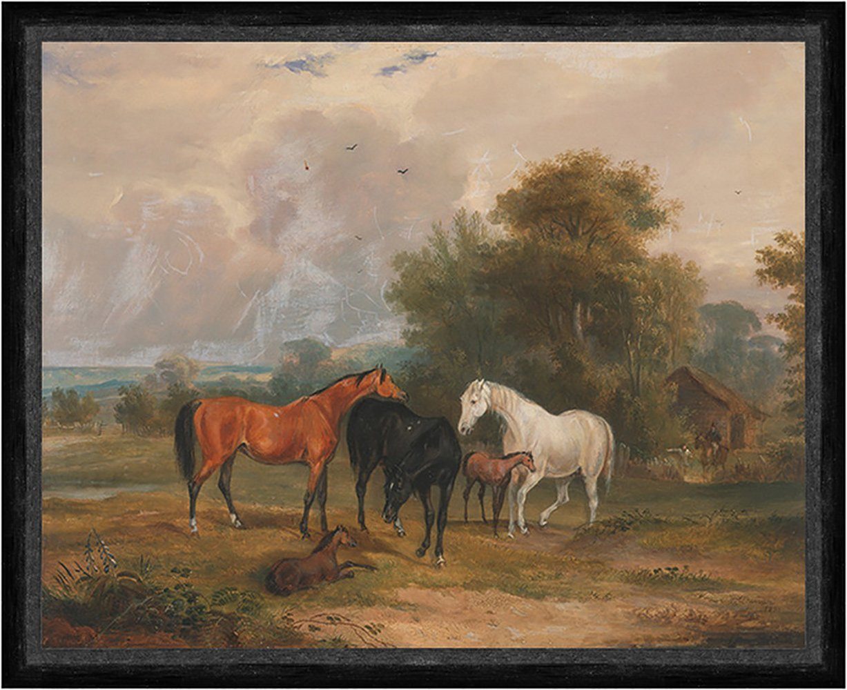 Kunstdruck Horses Grazing: Mares and Foals Feld Weide Turner Tiere Pferde Faks_B, (1 St)