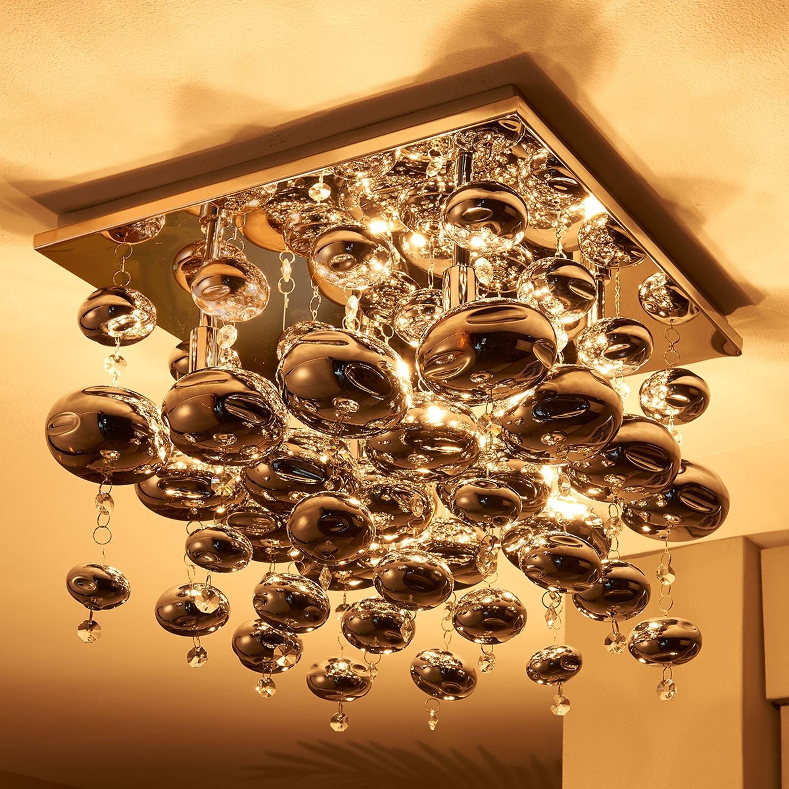 Lindby Deckenleuchten Esfera, Metall, Chrom IP20, 4 x 33 W, Deckenlampe