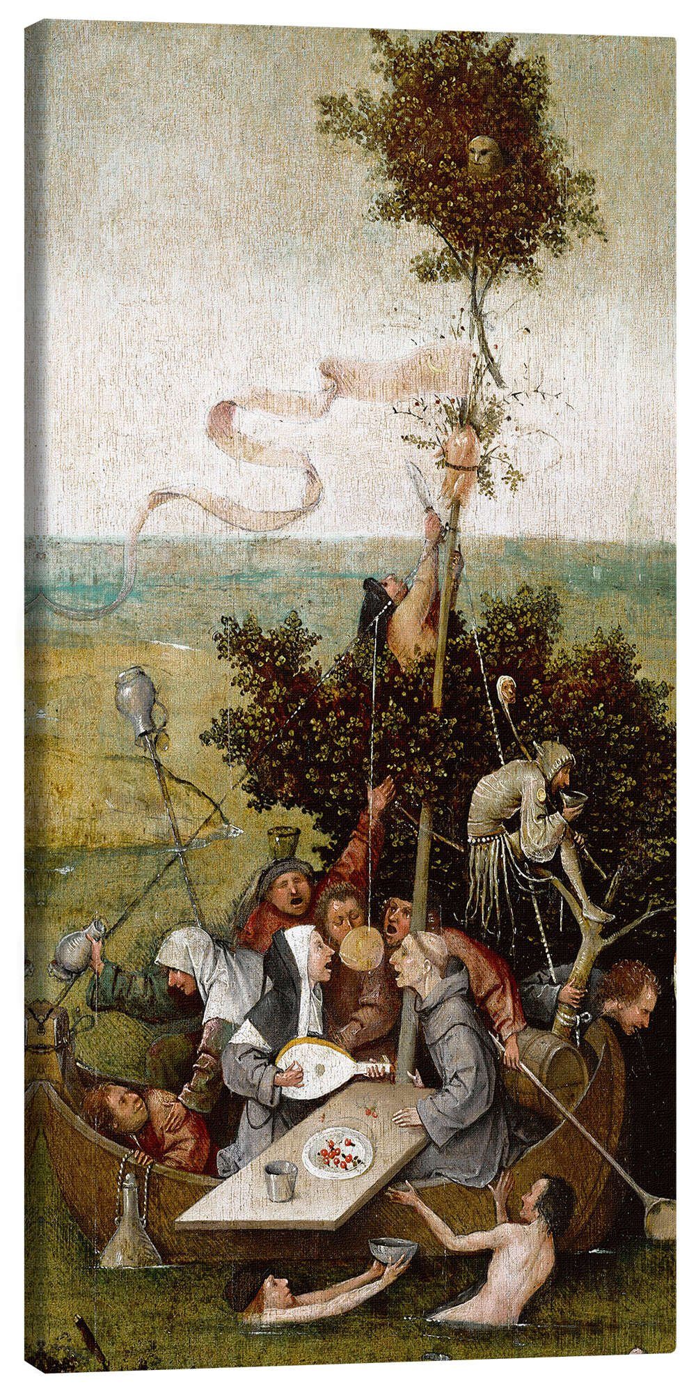 Posterlounge Leinwandbild Hieronymus Bosch, Das Narrenschiff, Malerei