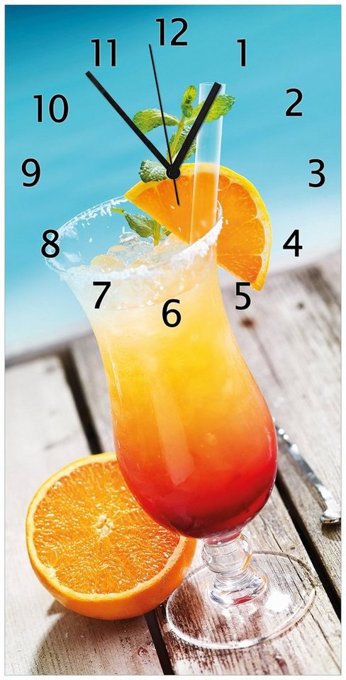 Wallario Wanduhr Bunter Cocktail Am Pool Uhr Aus Acryl