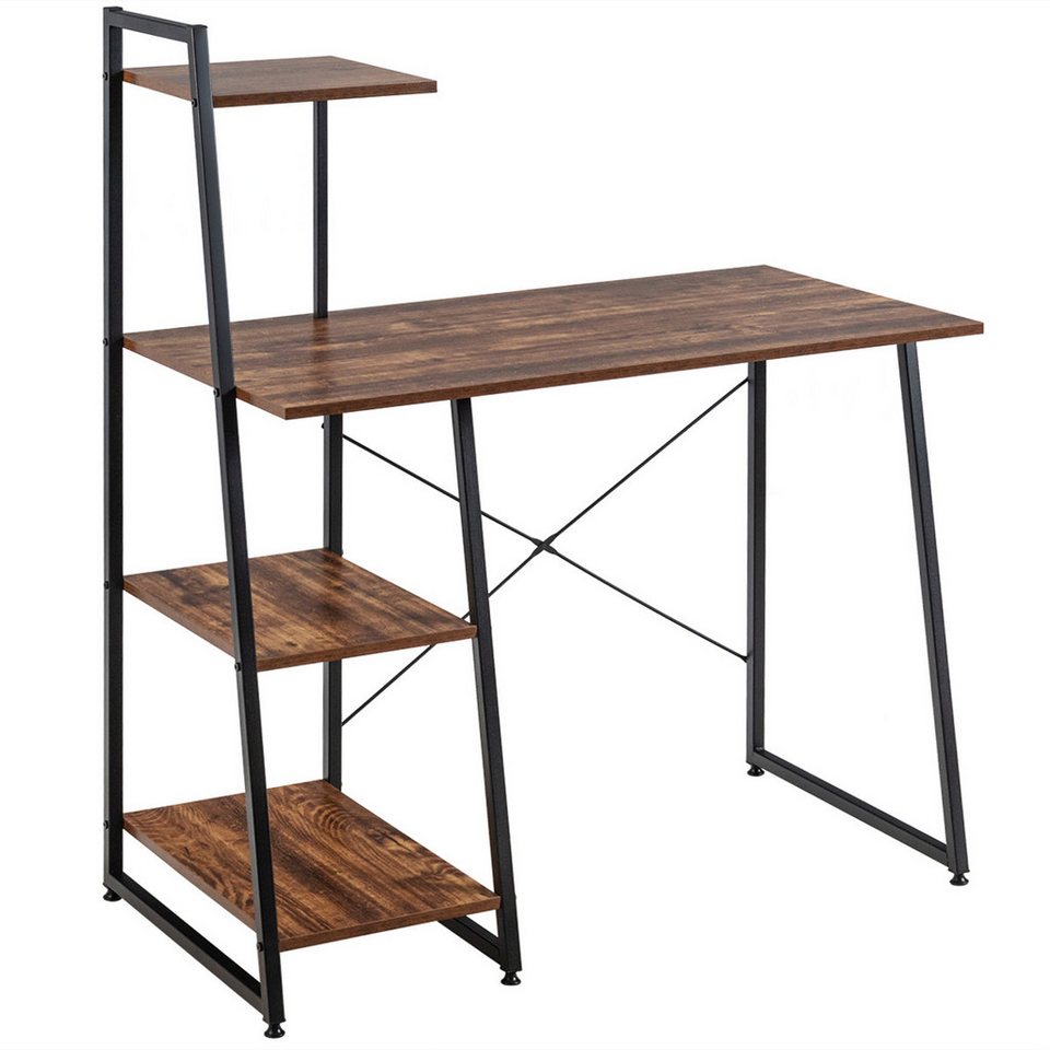 Costway Computertisch Mit 4 Regaln Holz And Metallrahmen 98 X 50 X 118 Cm