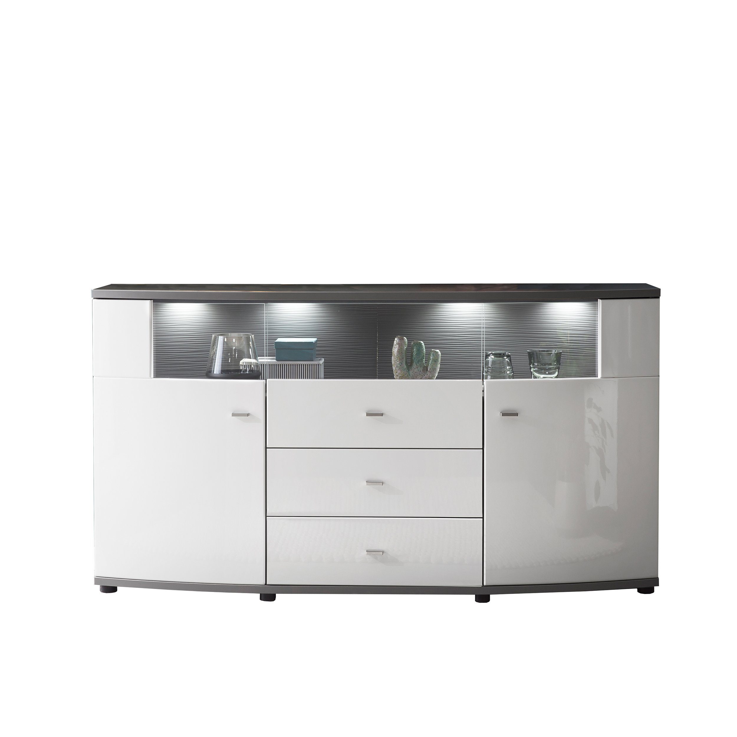 möbelando Sideboard Gate, 160 x 86,8 x 41,6 cm (B/H/T), mit 2 Türen, 3 ...