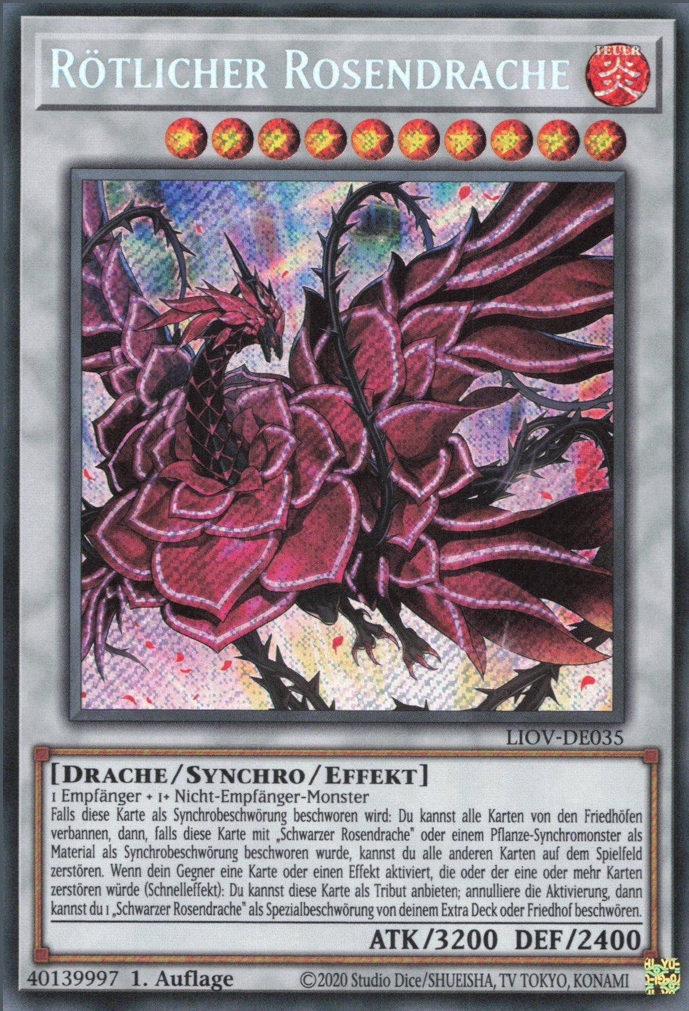 Recollectibles Sammelkarte Yugioh Karte Rötlicher Rosendrache Deutsch