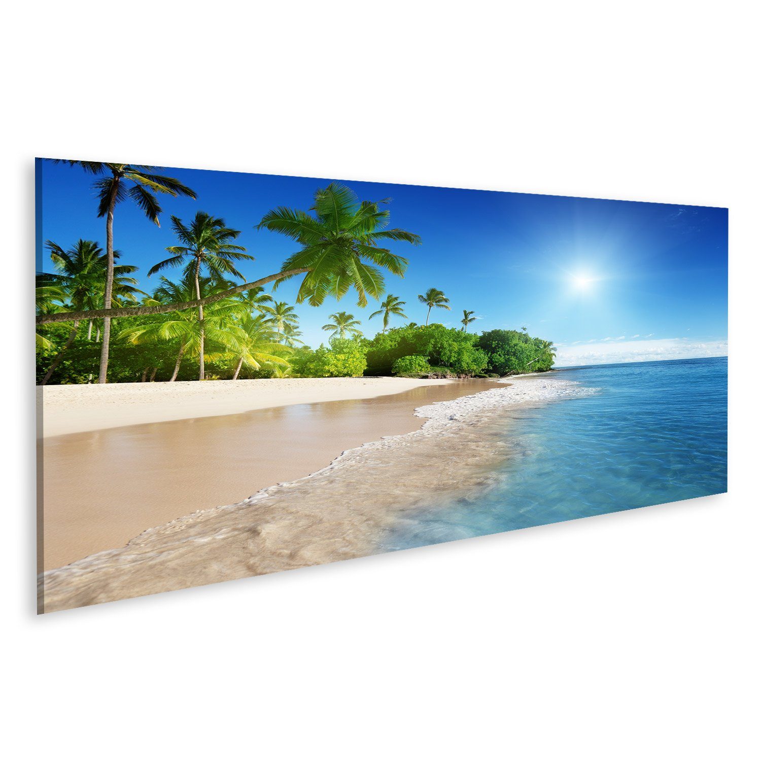 islandburner Leinwandbild Bild auf Leinwand Karibische Insel Meer Und Palmen 120x40cm Panorama