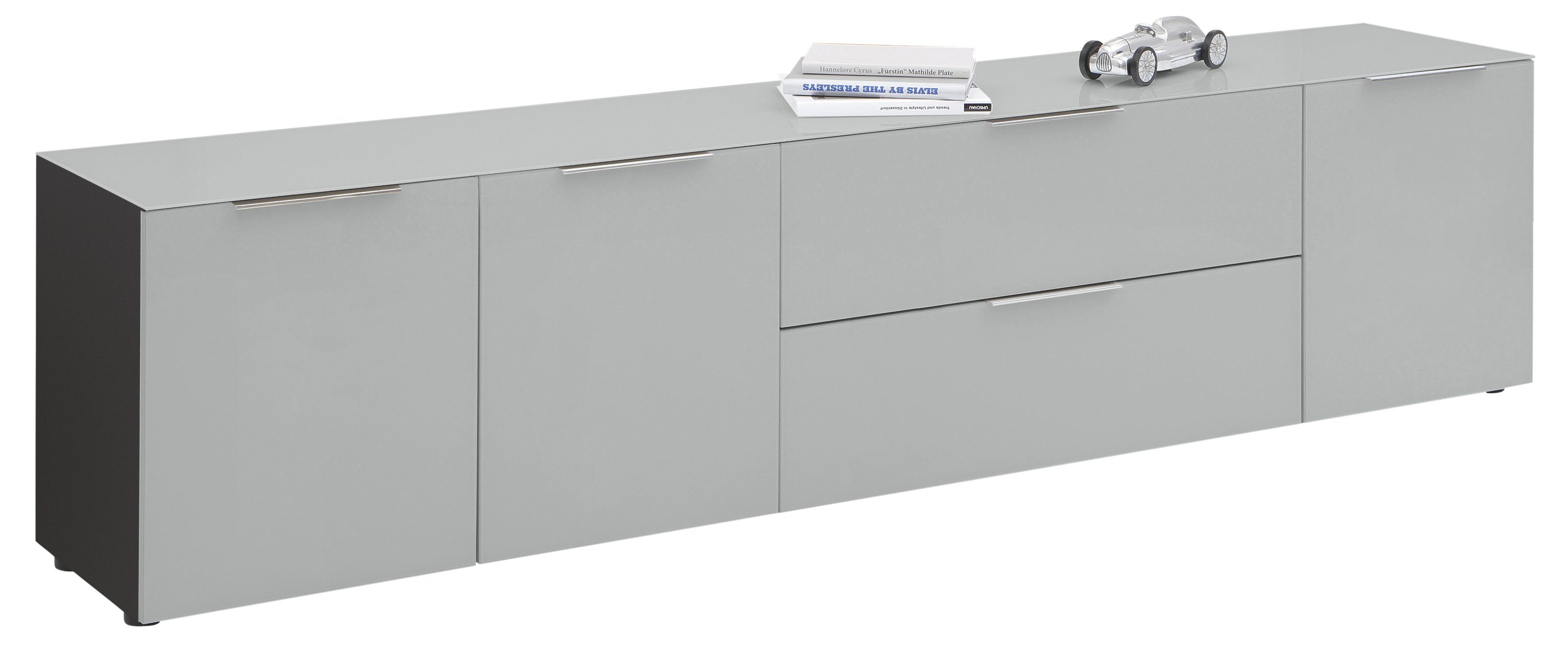 Möbelando Lowboard 78396592 In Anthrazit Glas Seidengrau Matt Mit