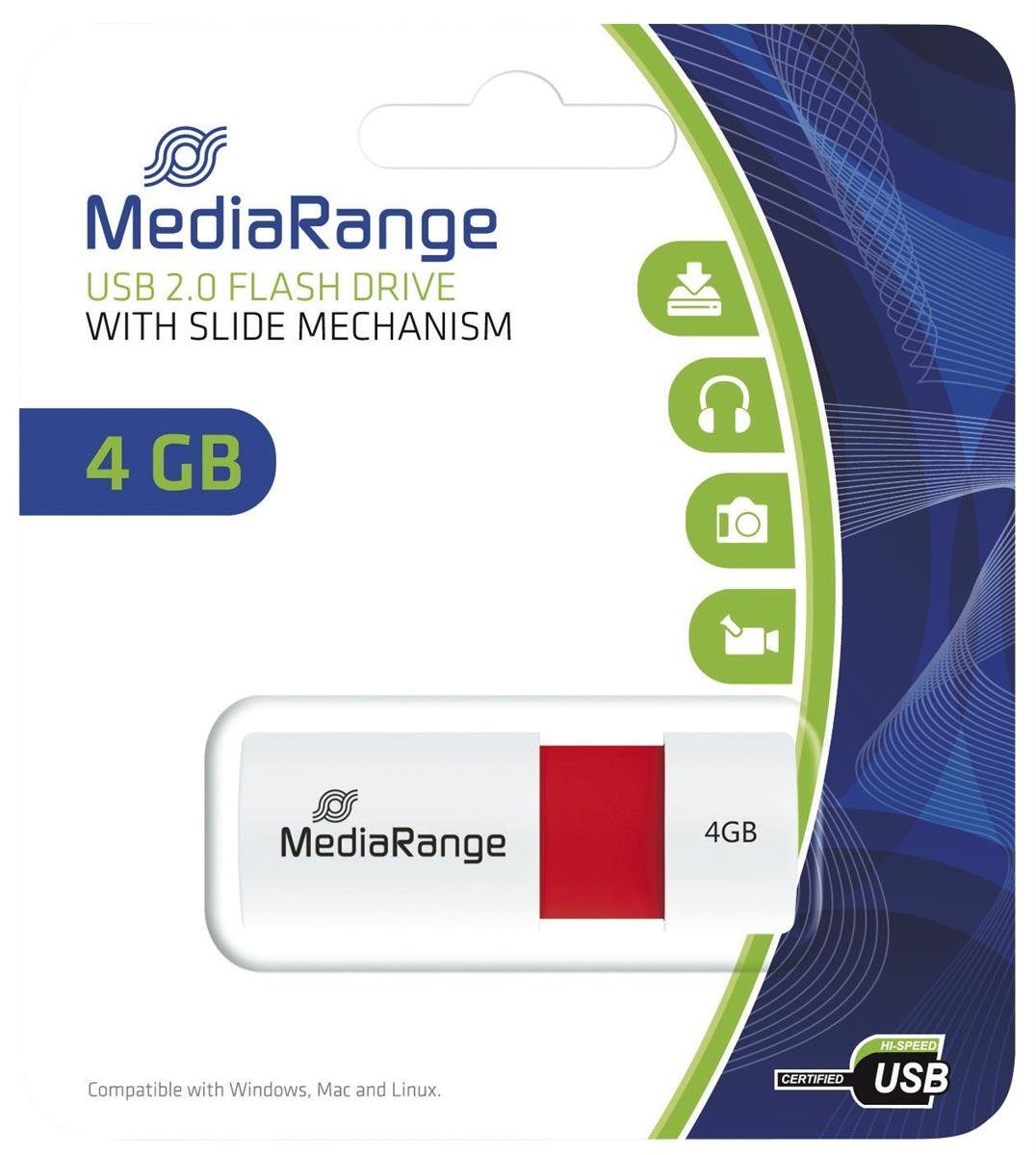 Mediarange Formularblock MediaRange USB-Stick 4GB USB 2.0 Slider red