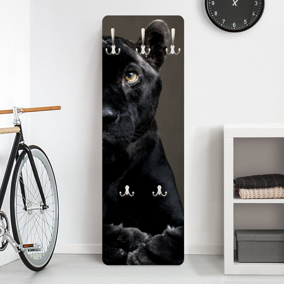 Bilderdepot24 Garderobenpaneel Schwarz Tiere Black Puma Design