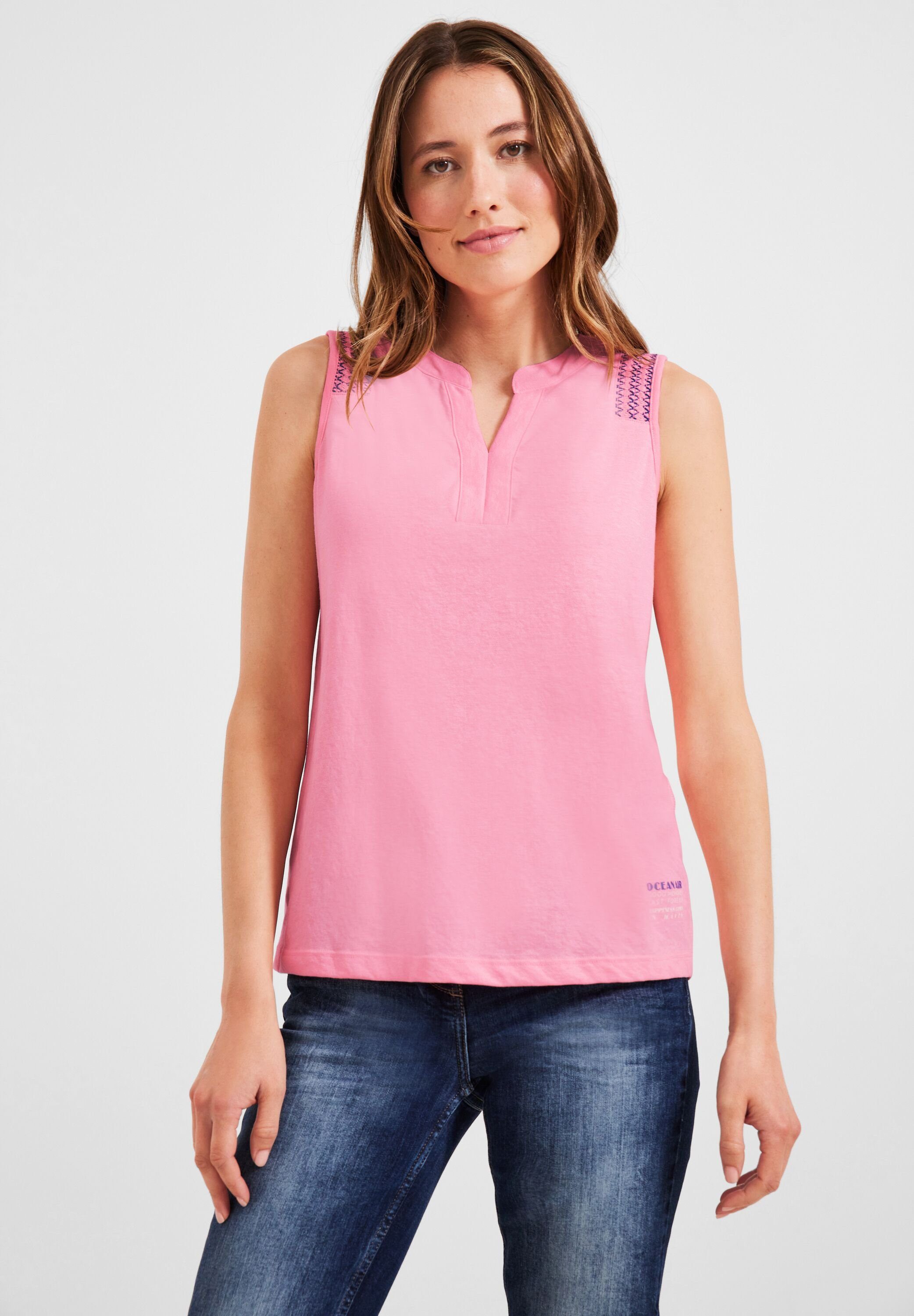 Cecil Trägertop Cecil Top mit Stickereien in Soft Pink (1-tlg) Raffung, Basic Top von CECIL ...