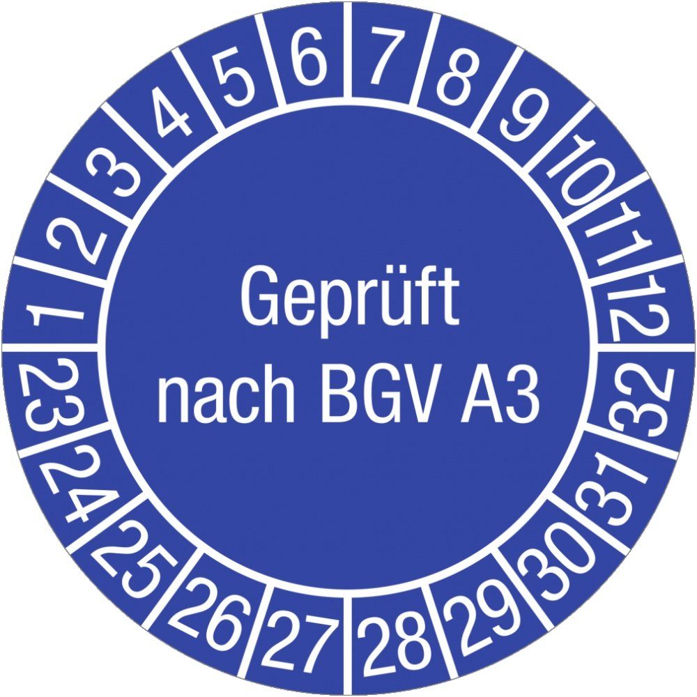 König Werbeanlagen Hinweisschild Prüfplakette Geprüft nach BGV A3 2023 - 2032, Dreifke ...