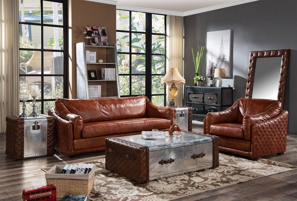 Xlmoebel Sofa Dreisitzer Chesterfield Sofa In Braunem Vintage Leder Im