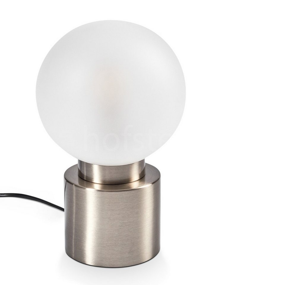 Hofstein Tischleuchte Moderne Nachttischlampe Aus Metallglas In Nickel