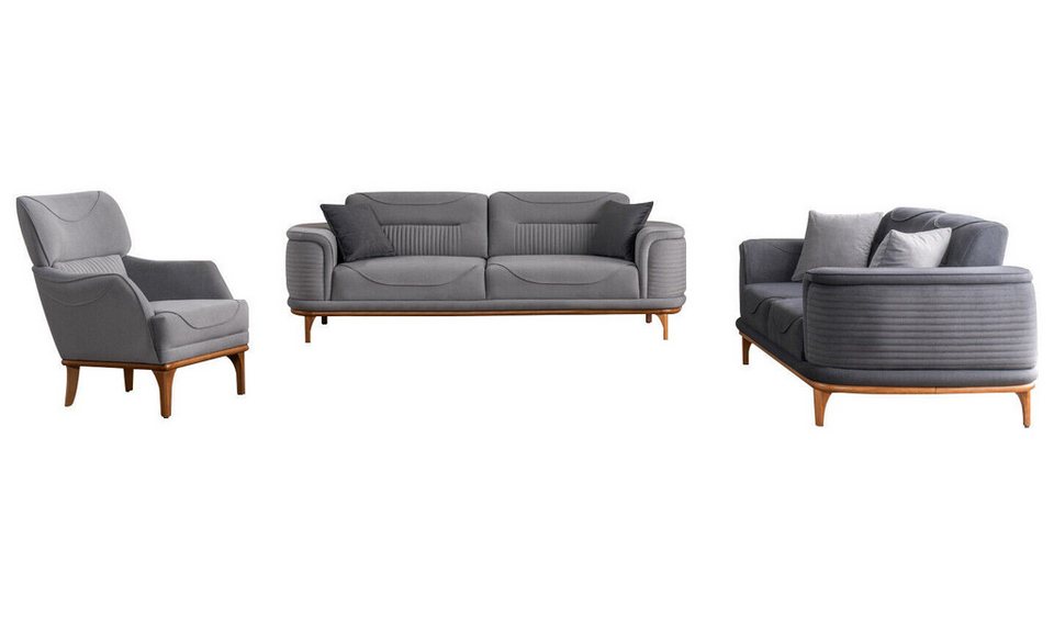 Jvmoebel Wohnzimmer Set Luxuriöse Polstergarnitur In Grau Zwei