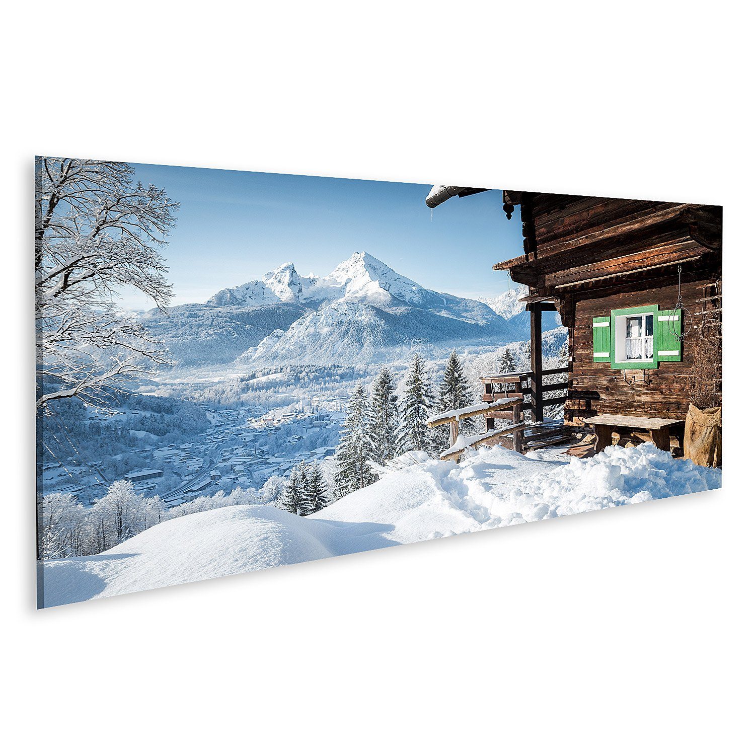 islandburner Leinwandbild Bild auf Leinwand Schöne Aussicht Traditionellen Hölzernen Berghütte M