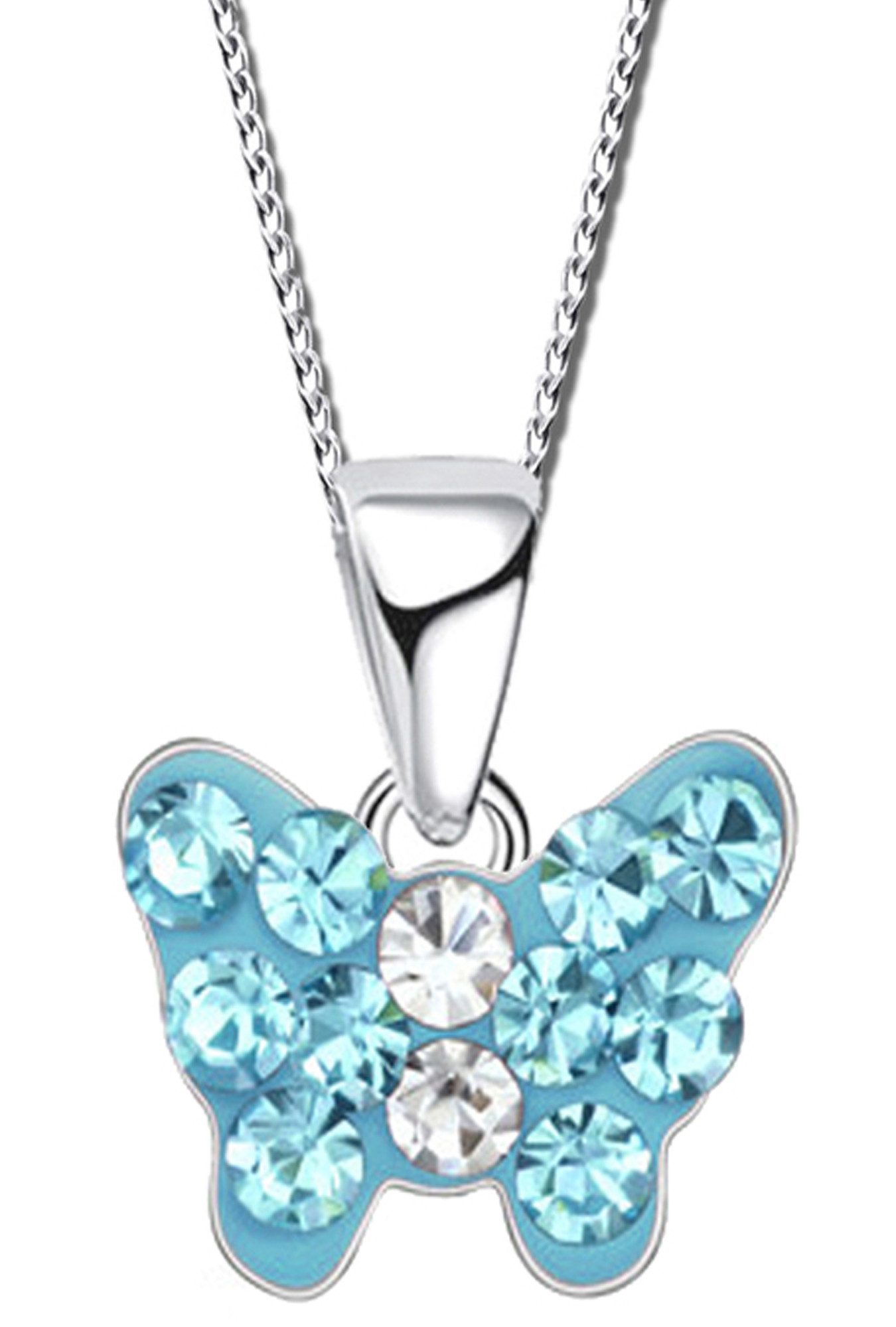 Limana Kette mit Anhänger echt 925 Silber mini Schmetterling Kinderkette Kinderschmuck, Zirkonia ...