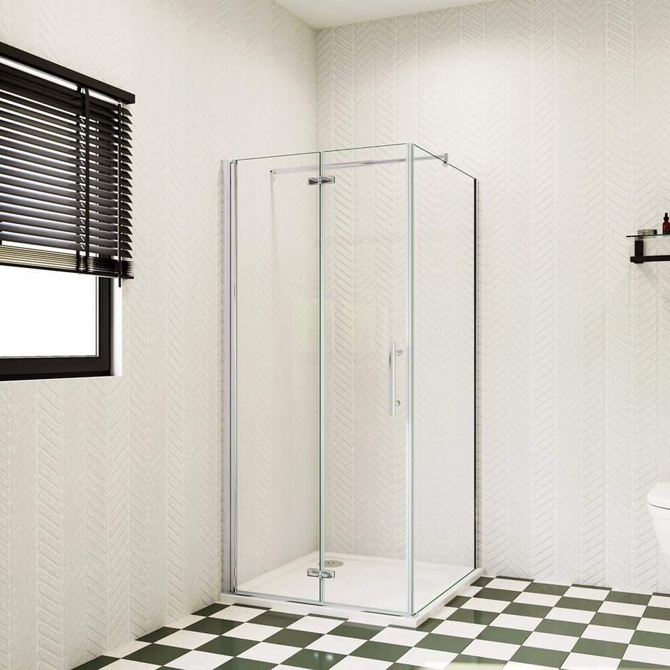 Duschspa Eckdusche 185cm Nano Glas Duschkabine Scharniertür Duschtür