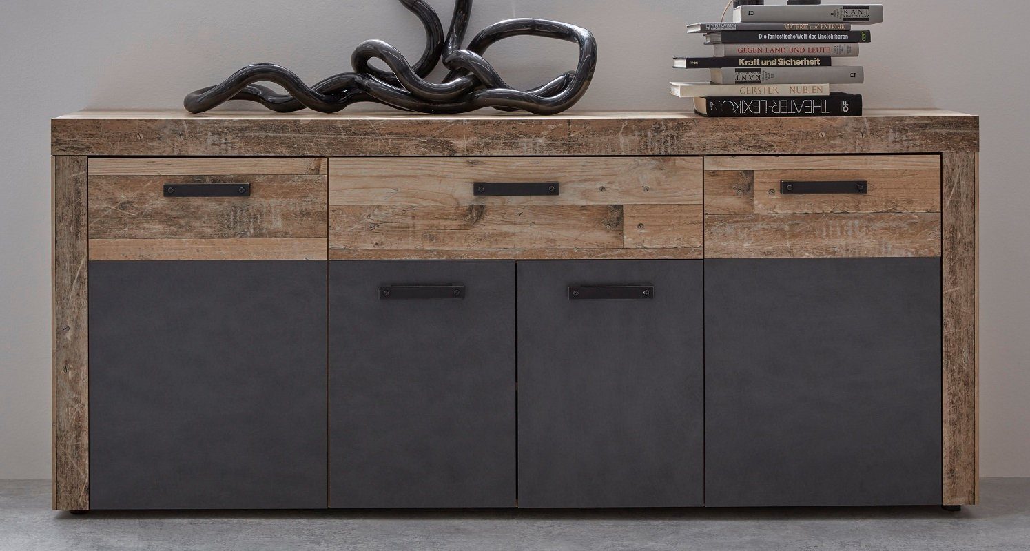 Trendteam Sideboard Sideboard Kommode Tailor Matera Grau Shabby