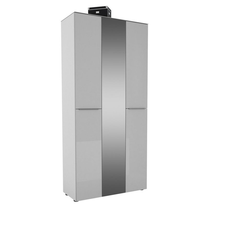 Möbelando Garderobenschrank 25723420 In Weiß Matt Glas Seidengrau