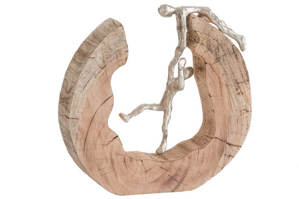 Gilde Dekoobjekt Alu Holz Skulptur Teamwork Starke Freunde Silberfabend