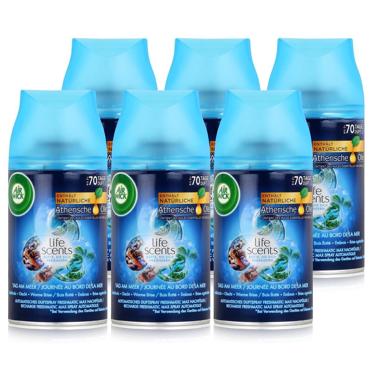 Air Wick Raumduft Air Wick Freshmatic Max Raumspray Tag am Meer 250ml - Raumduft (6er Pa