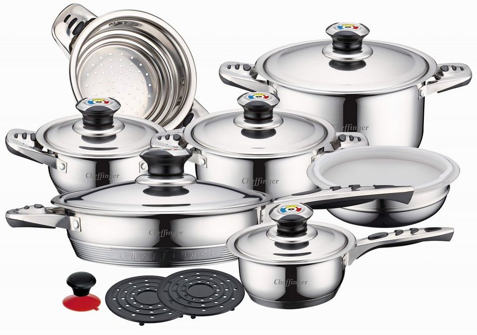 Cheffinger Topf Set 16 Teilig Kochtopf Set Kochtöpfe Topf Edelstahl Für