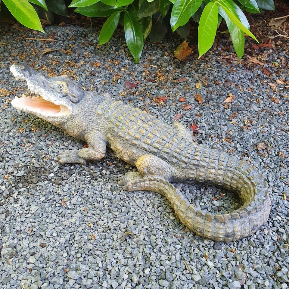 Aspinaworld Gartenfigur Krokodil Figur Mit Offenem Maul 36 Cm Lang
