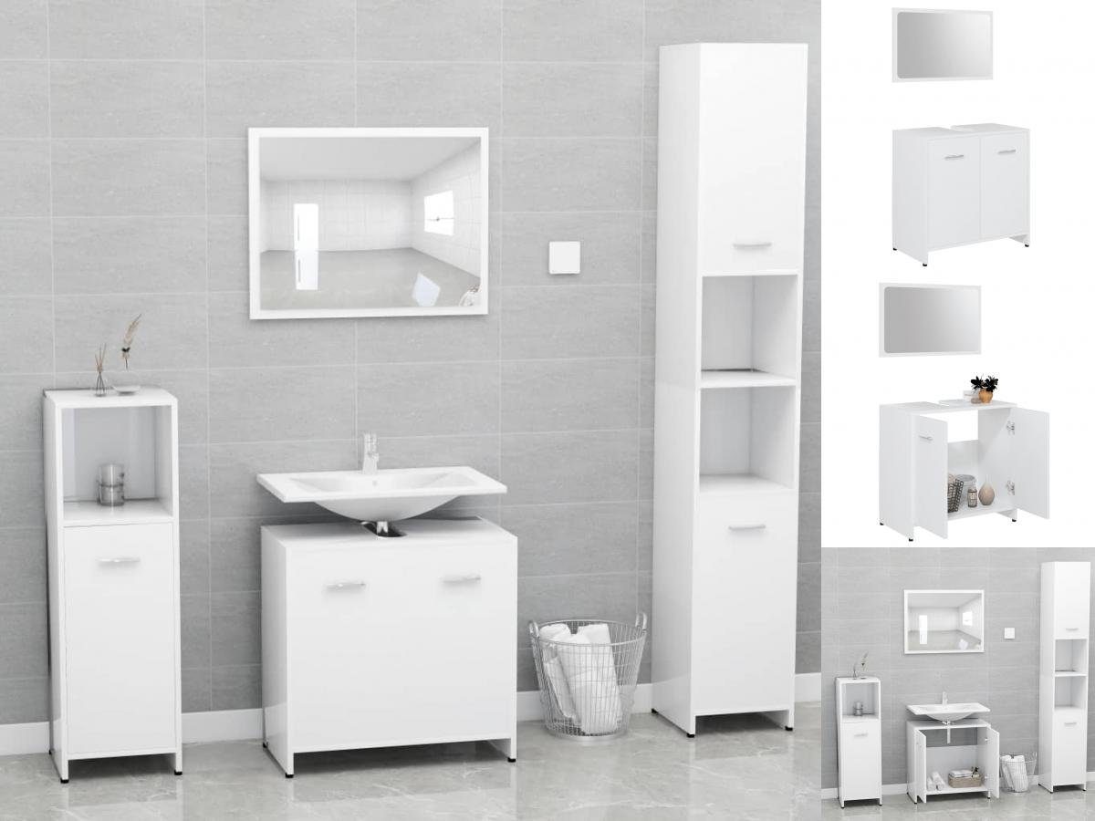 Vidaxl Badezimmer Set Badmöbel Set Weiß Spanplatte Leicht Zu Reinigen
