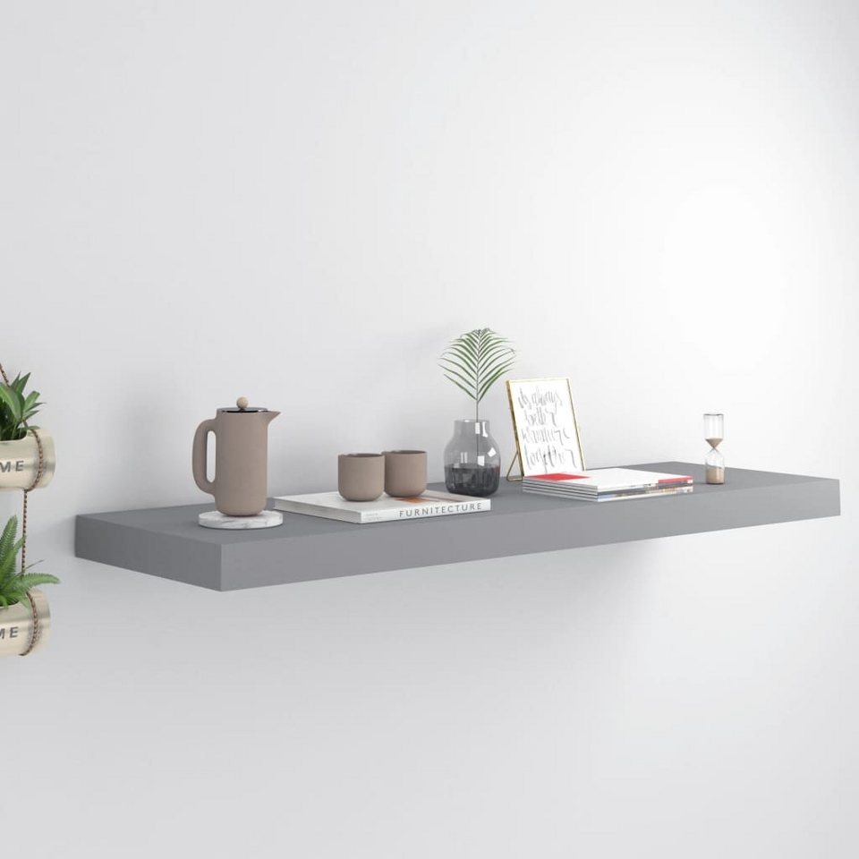 Vidaxl Wandregal Aus Mdf Honeycomb Mit Metallhalter In Grau Lxbxh