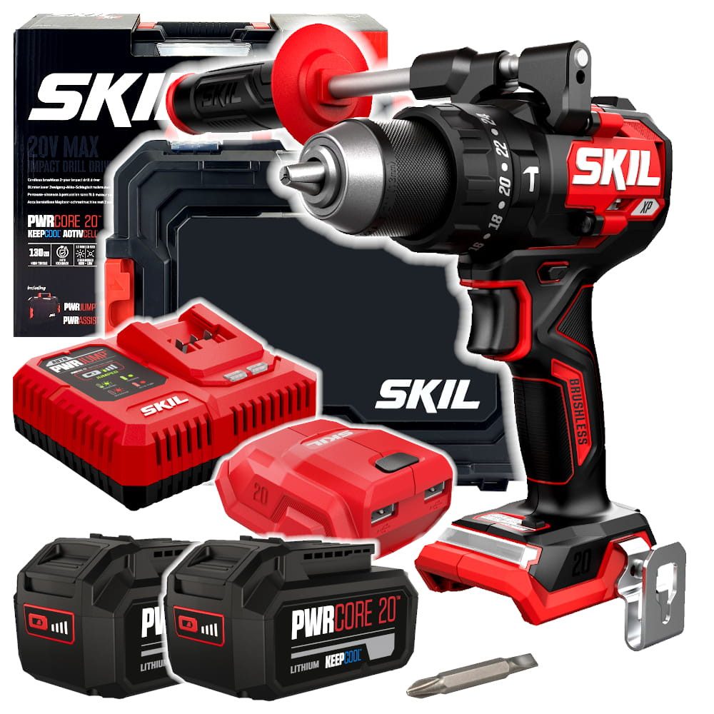 SKIL Akku-Bohrschrauber 20V 3085 HB Akku-Schlagbohrschrauber(2x4Ah ...