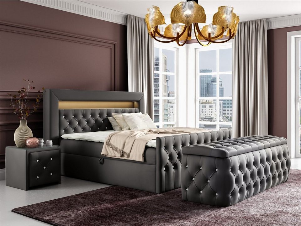 Fun Möbel Boxspringbett Schlafzimmerbett Sevra Nr3 In Stoff Elisa