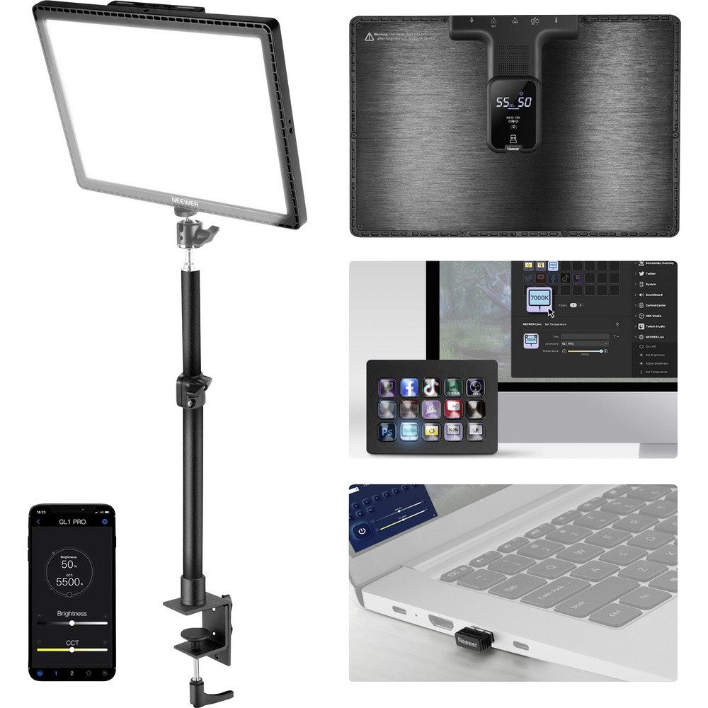 Neewer Videoleuchte GL1 PRO 15,5" LED Streaming Key Light, mit ...