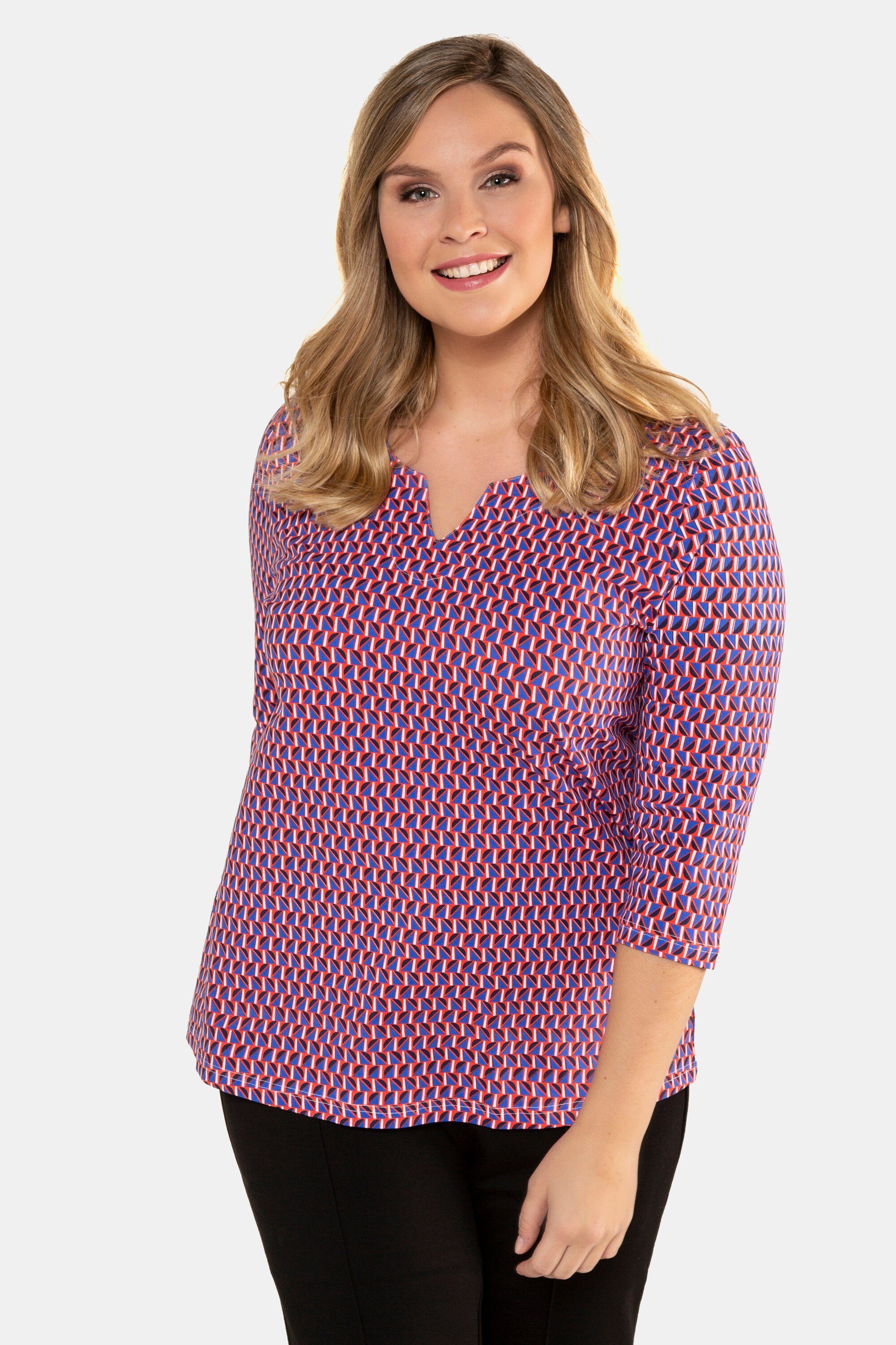 Ulla Popken Rundhalsshirt Bis 64 Shirt Grafisches Muster Tunika Ausschnitt