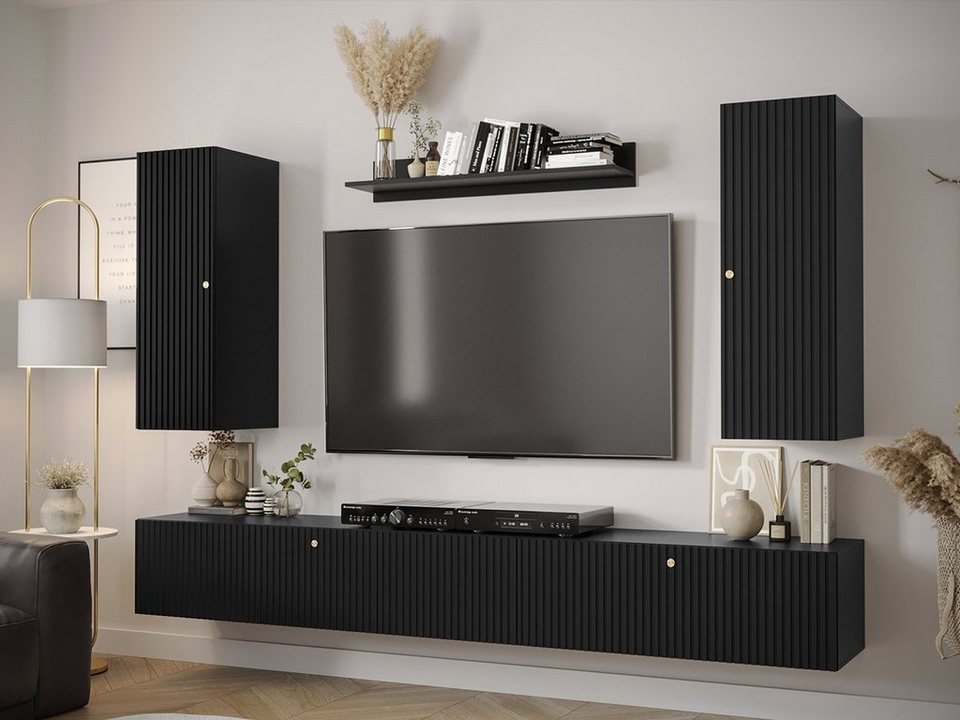 Mirjan24 Wohnwand Waldi Slim I 2 5er Set 2x Hängeschrank 2x Tv