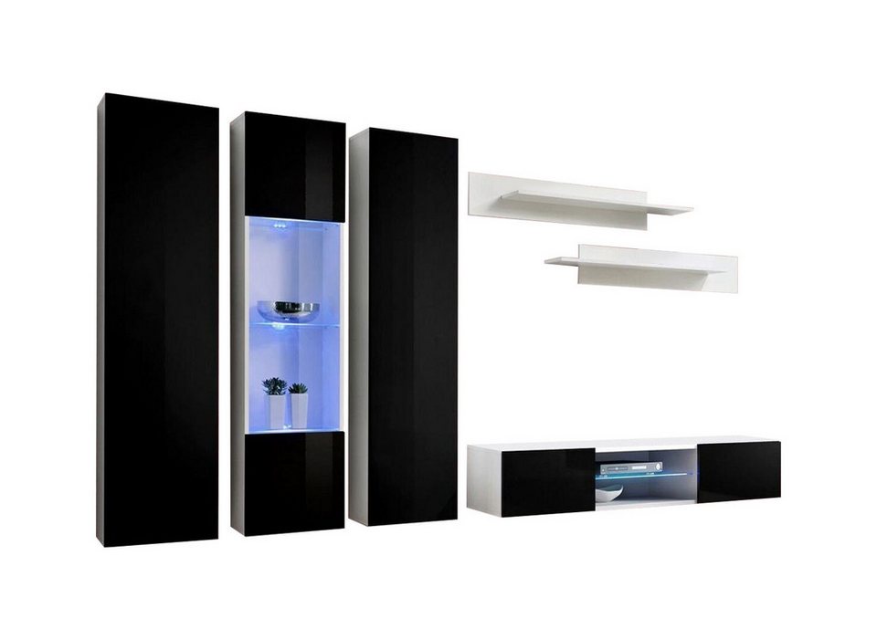 Jvmoebel Wohnzimmer Set Wohnwand Weiß Stil Modern Design Sideboard Tv