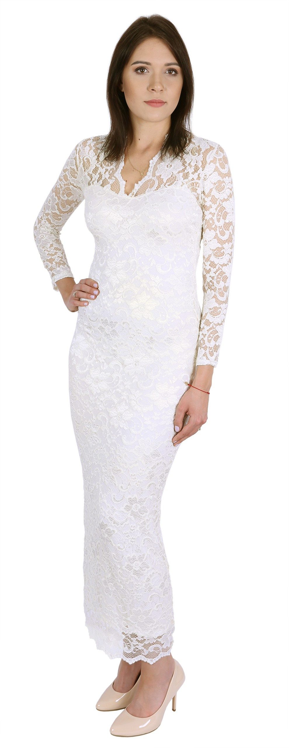Sarciaeu Spitzenkleid John Zack Cremefarbenes Maxikleid Aus Spitze S