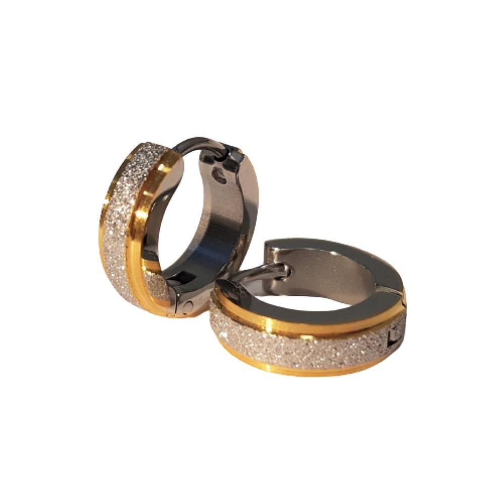 Bungsa Creolen Set Creolen Zweifarbig Sand Gestrahlt Silber Aus