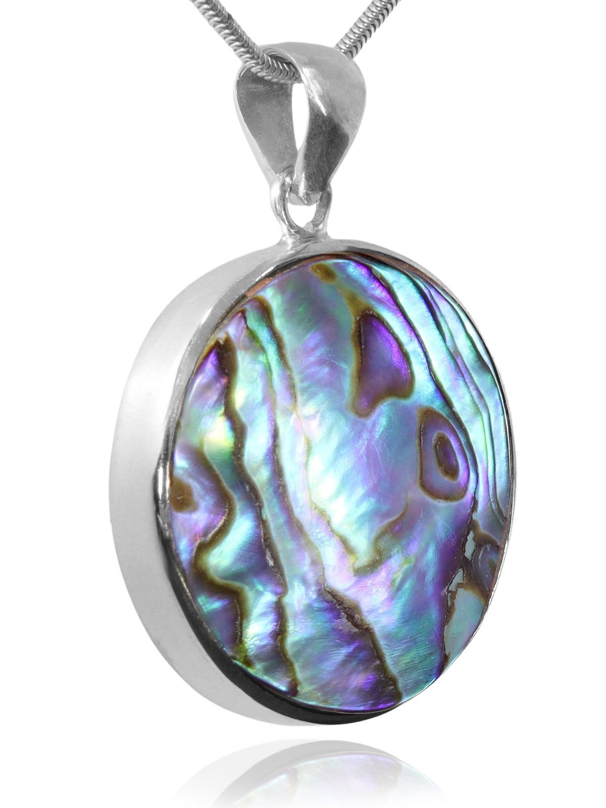 StoneTrip Kettenanhänger Paua Muschel in Silber gefasst mit Öse, 28 x 39 mm