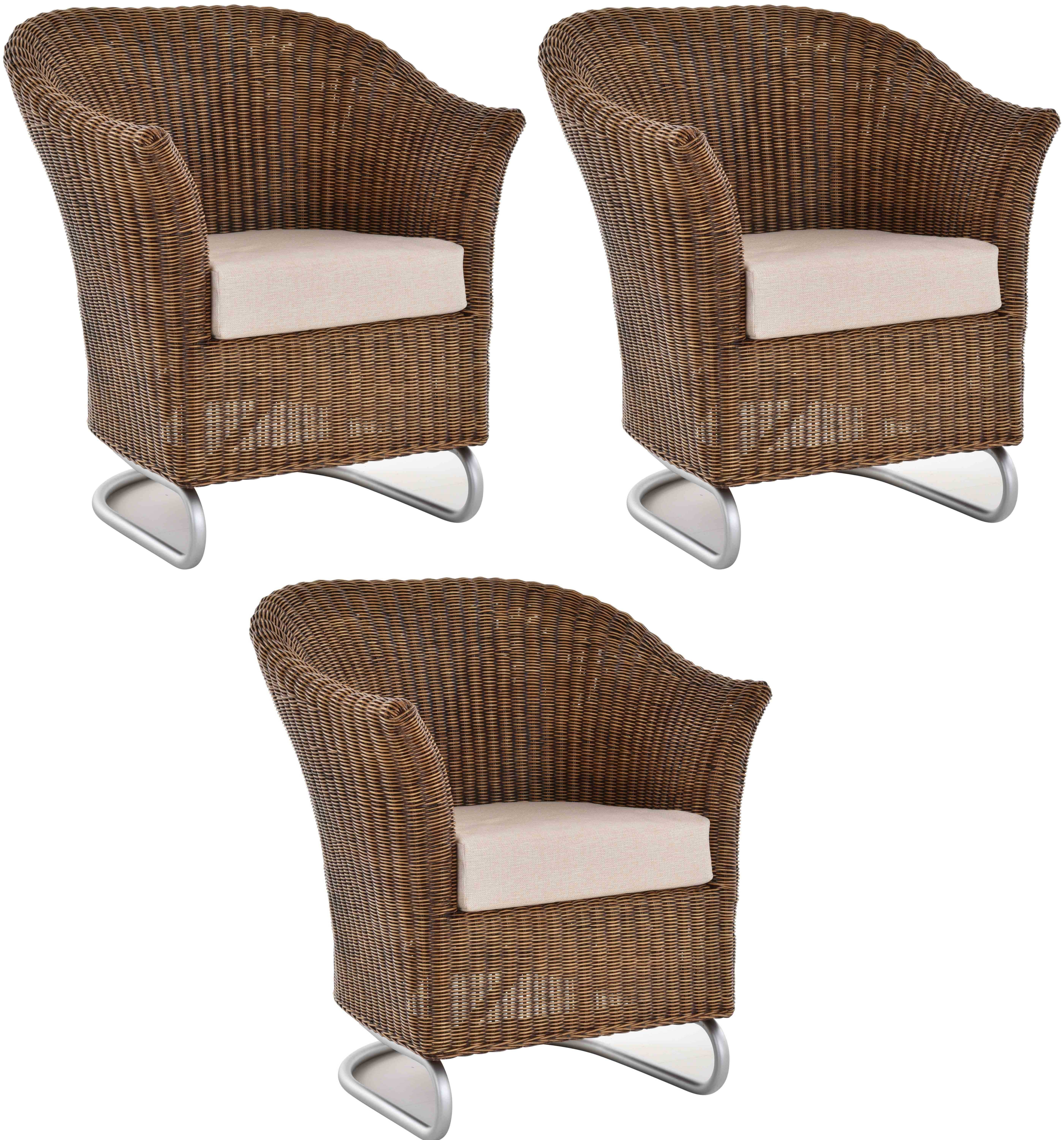 Krines Home Cocktailsessel Set3 Wohnzimmersessel Clubsessel Rattan