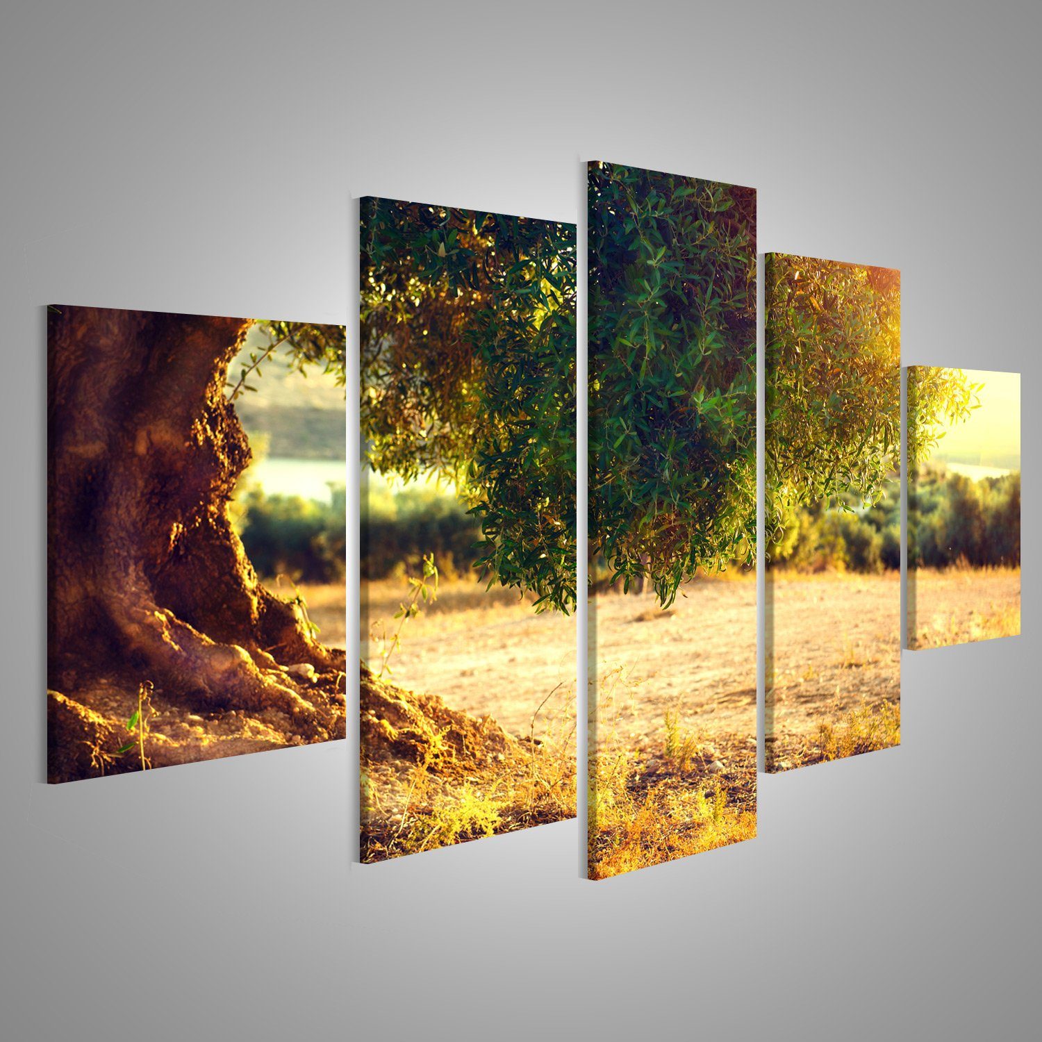 islandburner Leinwandbild Bild auf Leinwand Olivenbäume Sonnenuntergang Mediterranen Wandbild Le