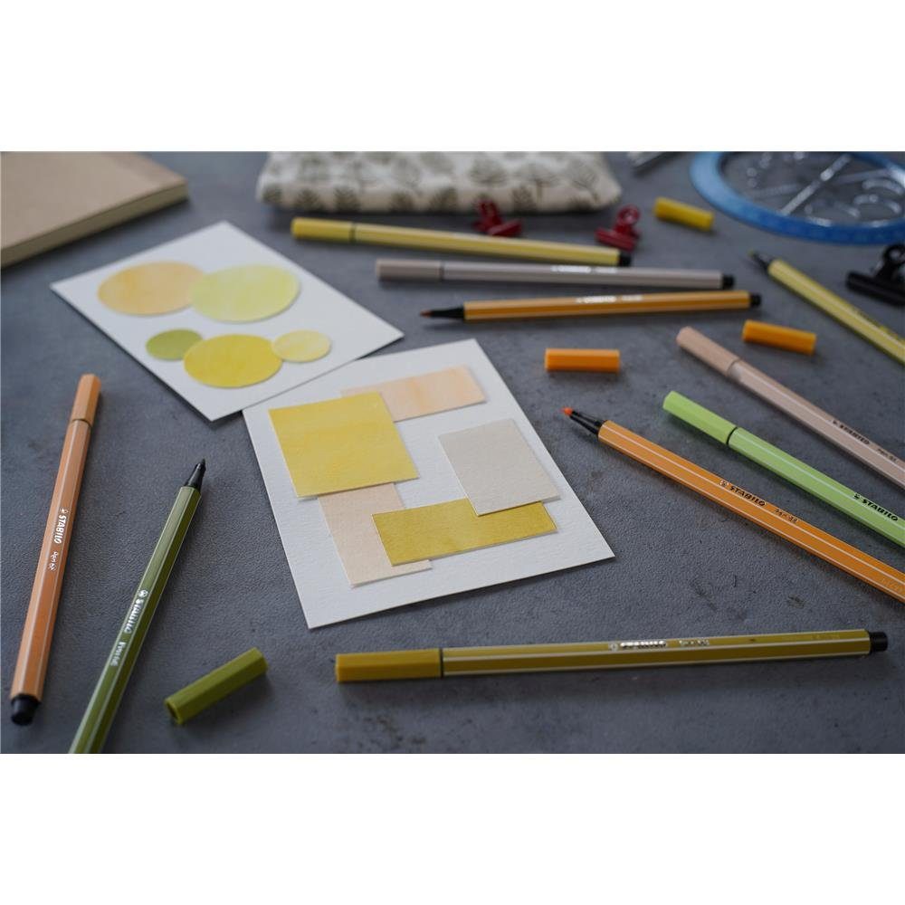 STABILO Filzstift Pen 68, - 10er Pack - beige, Brush Pen