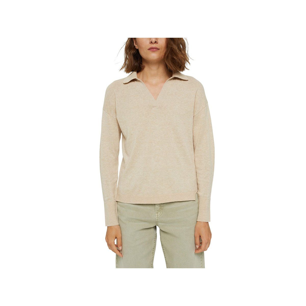 Esprit V Ausschnitt Pullover Sand Regular Fit 1 Tlg