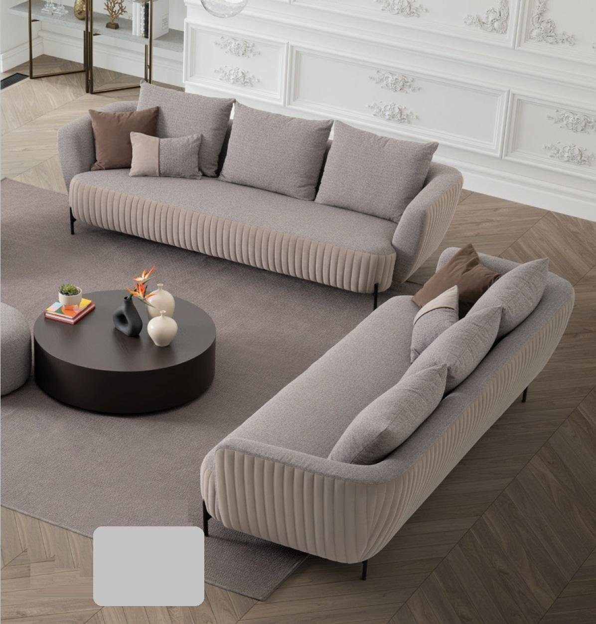 JVmoebel Sofa Sofa 4 Sitzer Grau Sofas Stil Luxus Wohnzimmer Modern ...