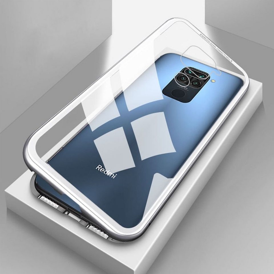 Wigento Handyhülle Beidseitiger 360 Grad Magnet Glas Case Hülle