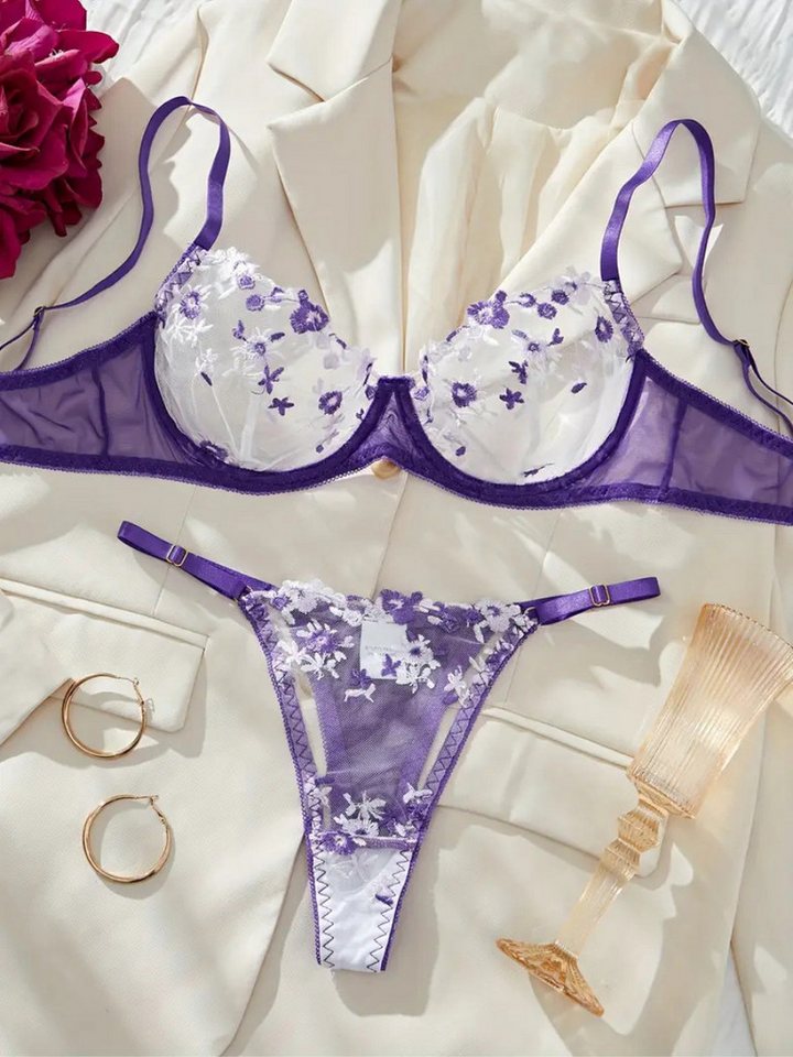 Elegant Love Set Bügelloser Bh Blumenbesticktes Bh Set Elegantes