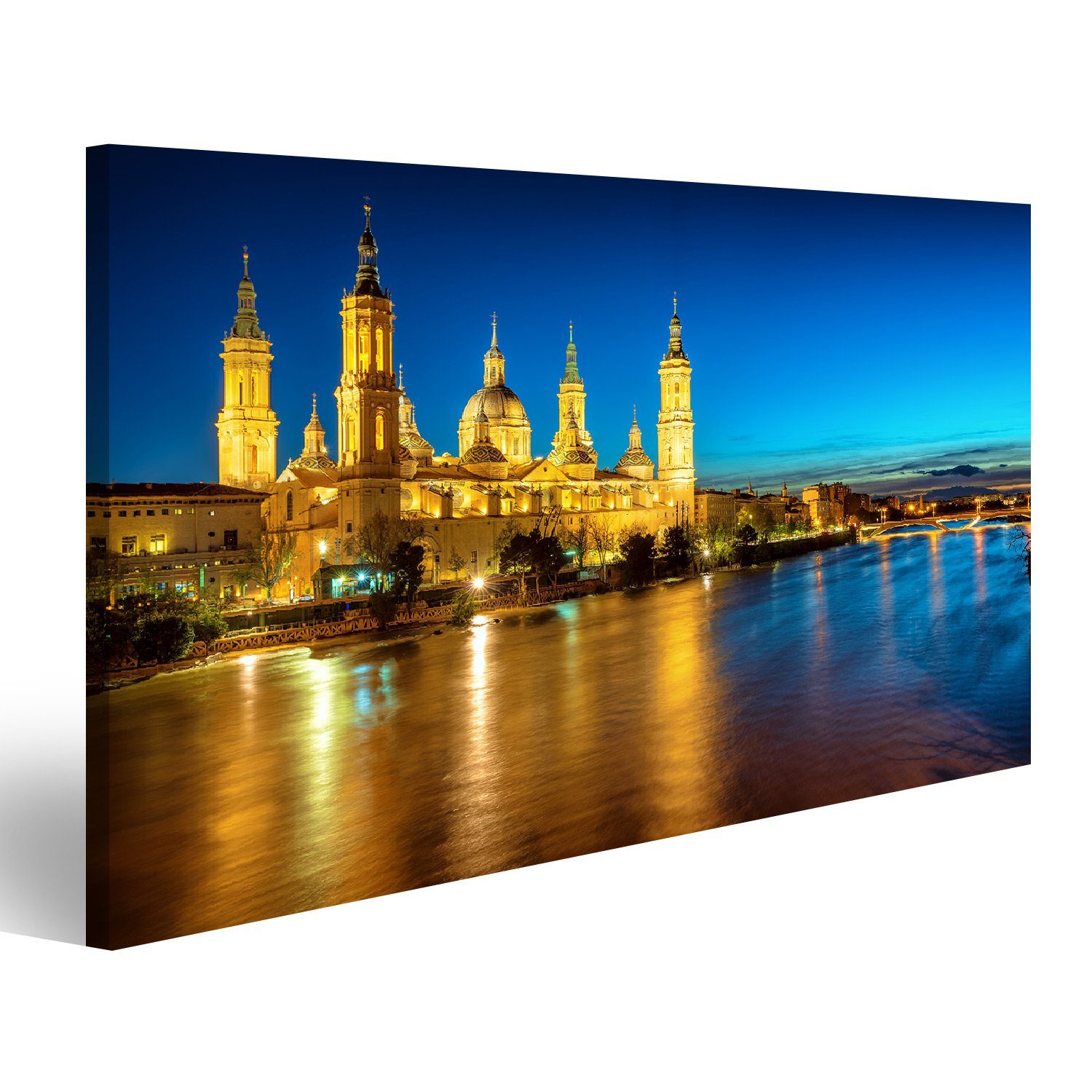 islandburner Leinwandbild Bild auf Leinwand Stadt Zaragoza Spanien Blick Über Den Ebro Fluss Wan