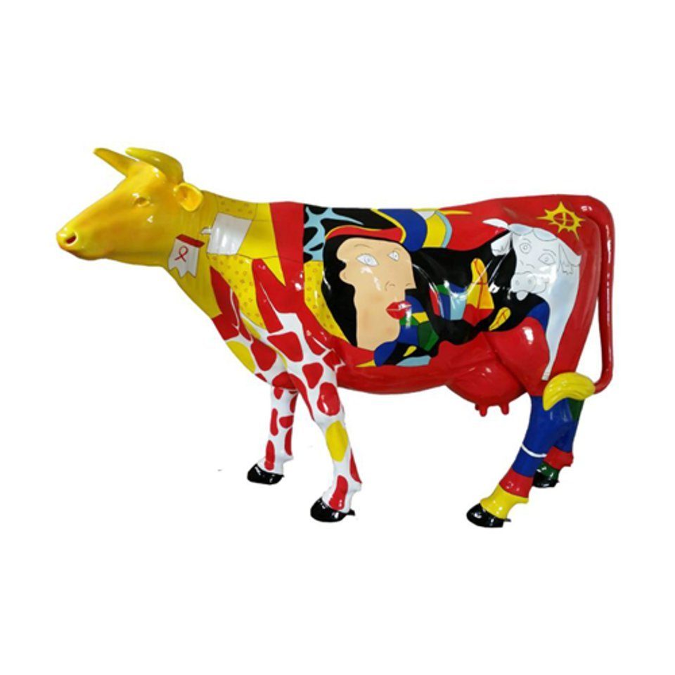 Jvmoebel Dekoobjekt Bunt Bemalte Figur Statue Rind Deko Garten Design