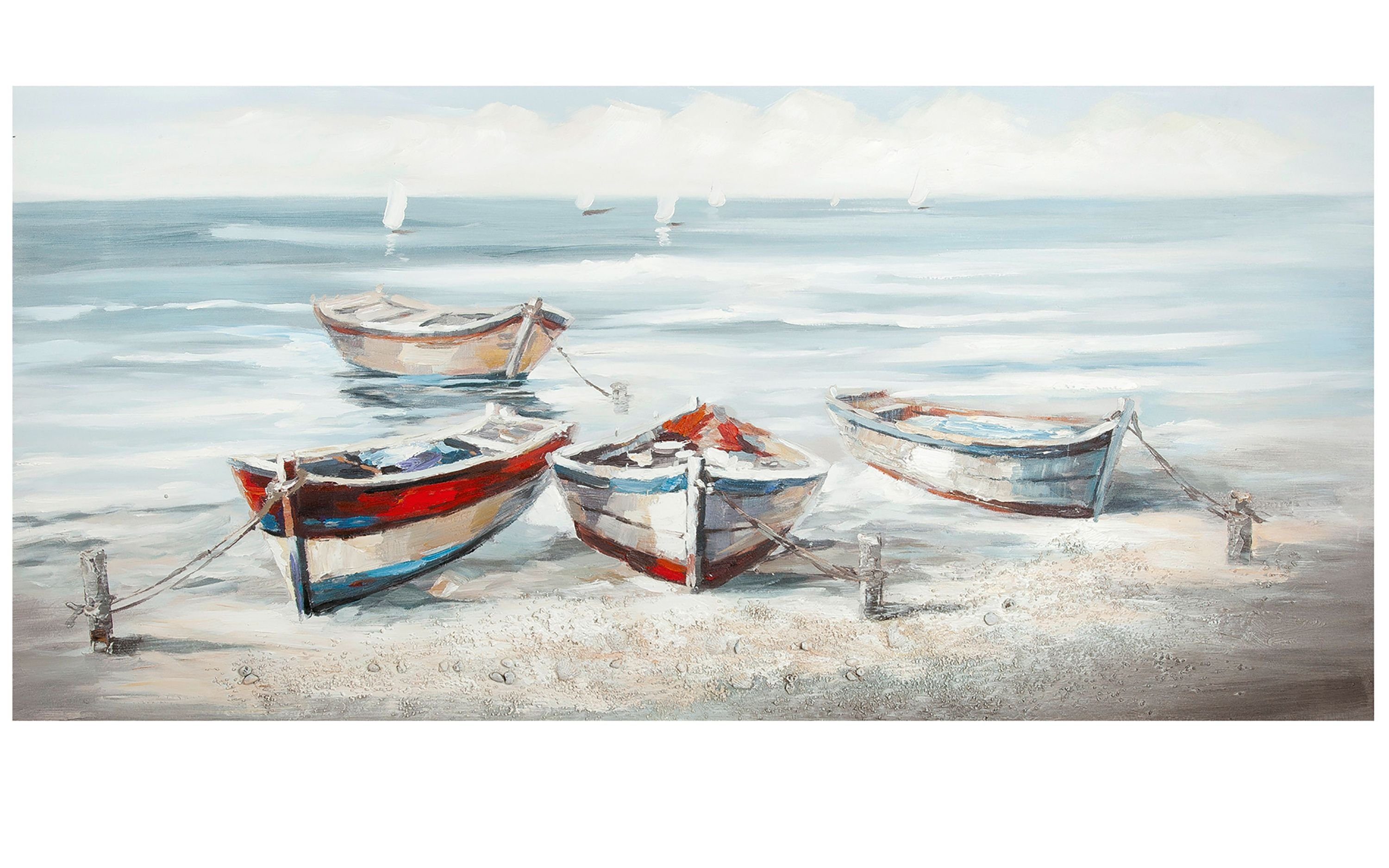 Gilde Bilder Collage Bild Gemälde Strand Boote Bxhxl 150 Cm X 70 Cm X