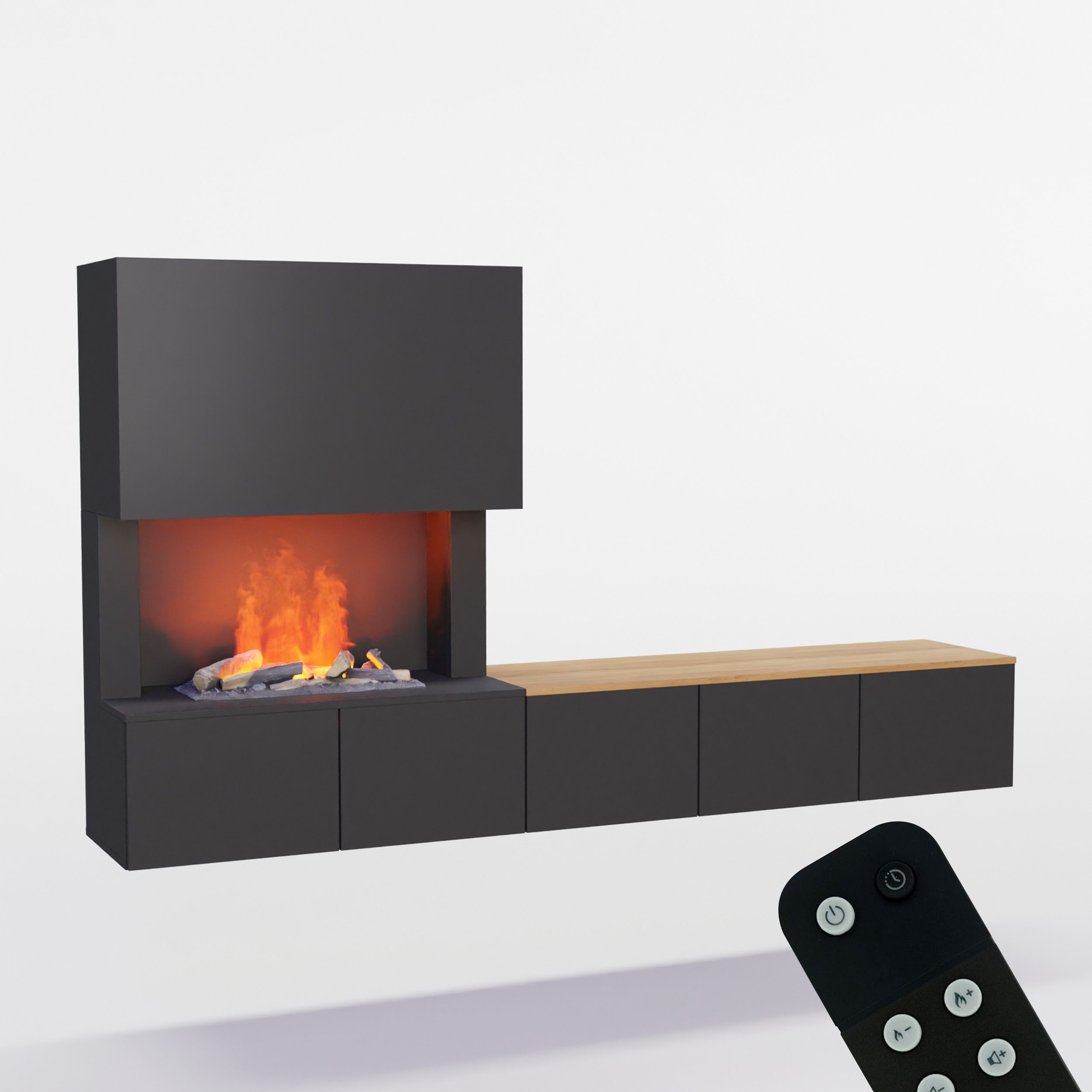 GLOW FIRE Elektrokamin CW5 Links Wasserdampf Kamin- Wohnwand mit Kamin ...