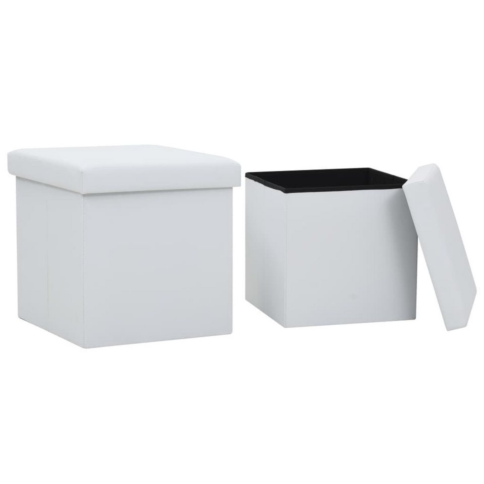 Vidaxl Fußhocker Hocker Mit Stauraum 2 Stk Weiß Kunstleder